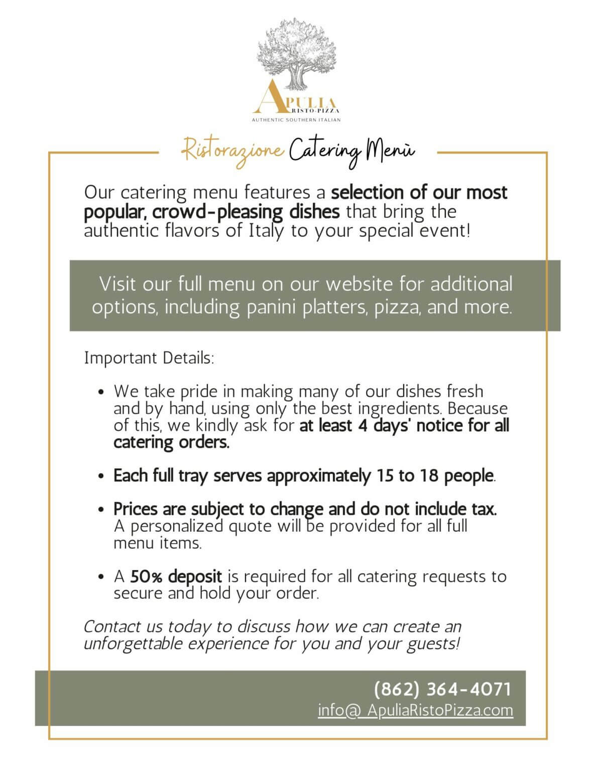 Contact Us - Apulia Risto-Pizza